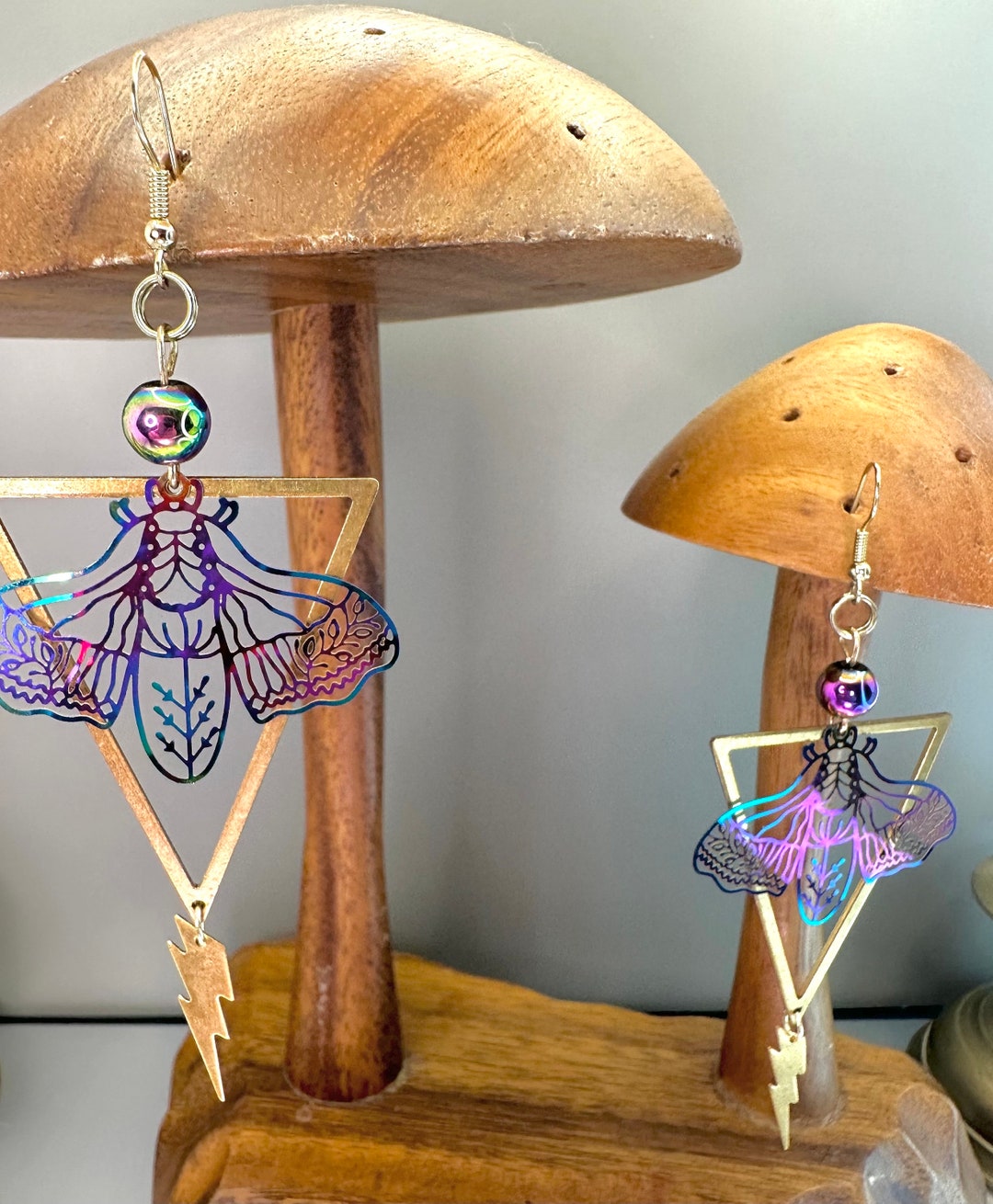 Bug Moth Lightning Statement Earrings Rainbow Goth Cottage - Etsy