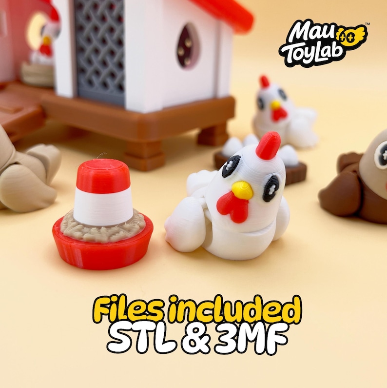 Flexi Chickens With Coop Playset | STL Files for 3D Printing - Etsy UK