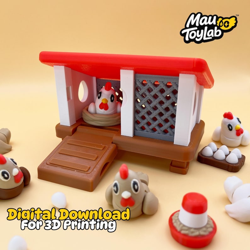 Flexi Chickens With Coop Playset | STL Files for 3D Printing - Etsy UK