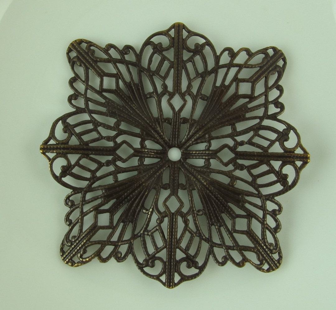 FILIGREE, PRINCESS Cut, Vintaj Natural Brass, Large, Medium Soft ...