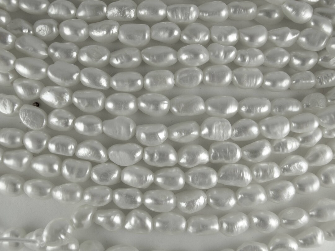 Baroque Pearls, White, Irregular Oblong Shape, LARGE HOLE, 12 X 9 Mm, 8 ...