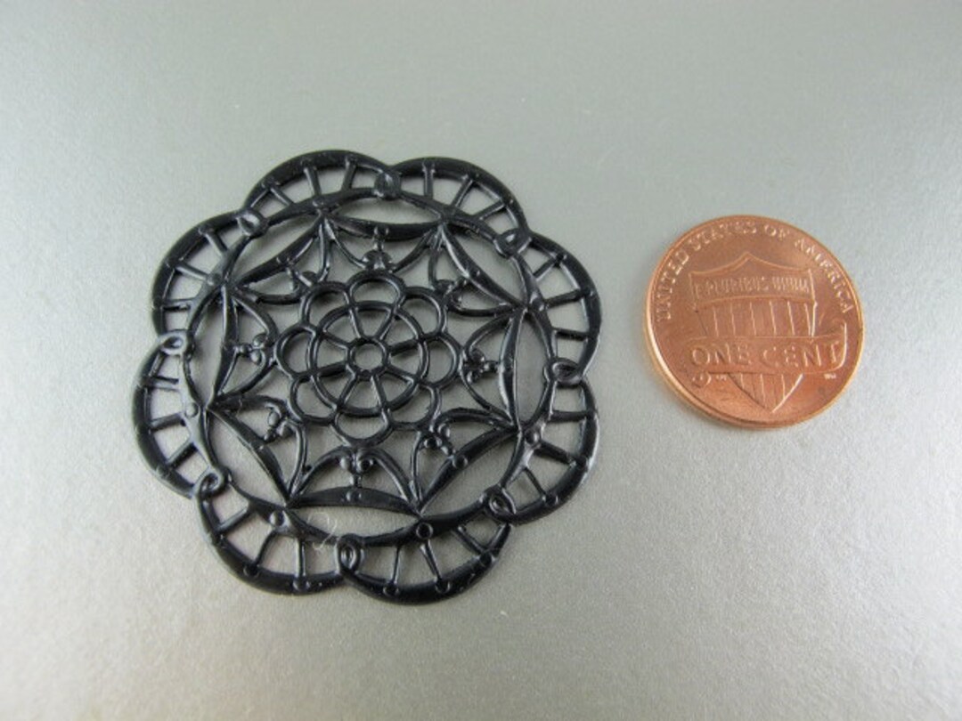 Vintaj Black Arte Metal Filigree, 40mm Grand Kaleidoscope Filigree, One ...