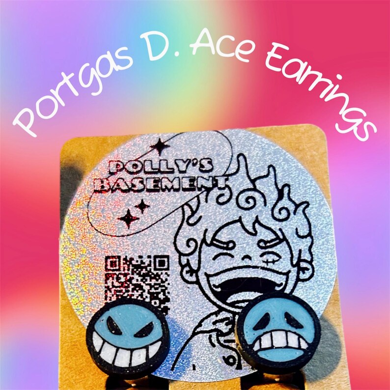 One Piece Inspired Ace Earrings Happy Sad Face - Etsy
