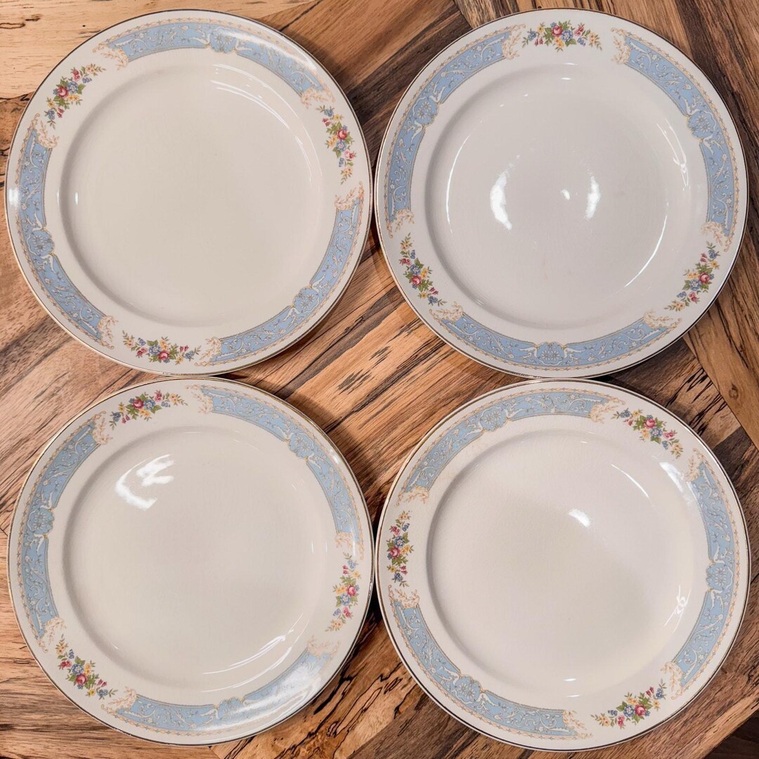 1939 Edwin Knowles-blue Dawn Collection, Semi-vitreous-plates-10”- Set ...