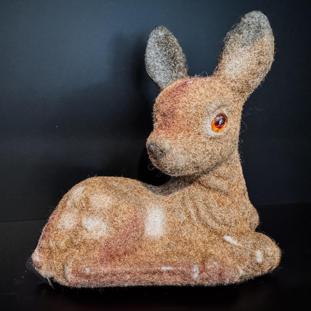 Vintage Fuzzy Flocked Fawn-cottagecore-folk-woodland-whimsical-country ...