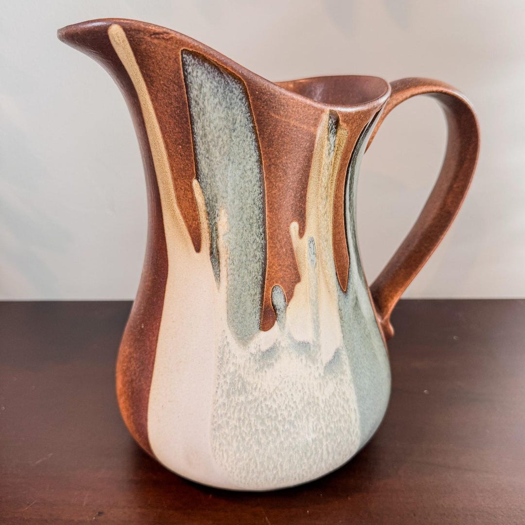 1960's Vintage, Robert Maxwell Drip Glaze Pitcher by Pottery Craft USA ...
