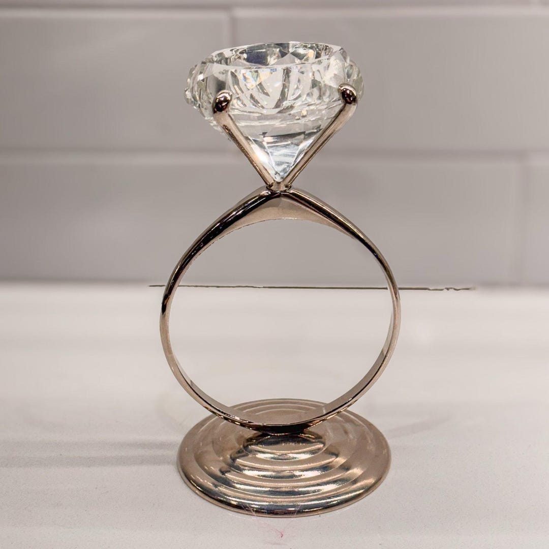 Godinger Silver Plated “crystal”(glass) Diamond Ring Tealight Candle ...