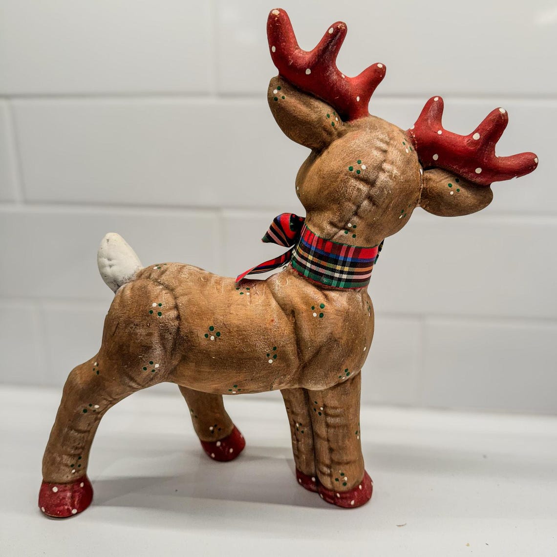 1980's Vintage Kimple Quilted Ceramic Mold Christmas Reindeer Figurines ...