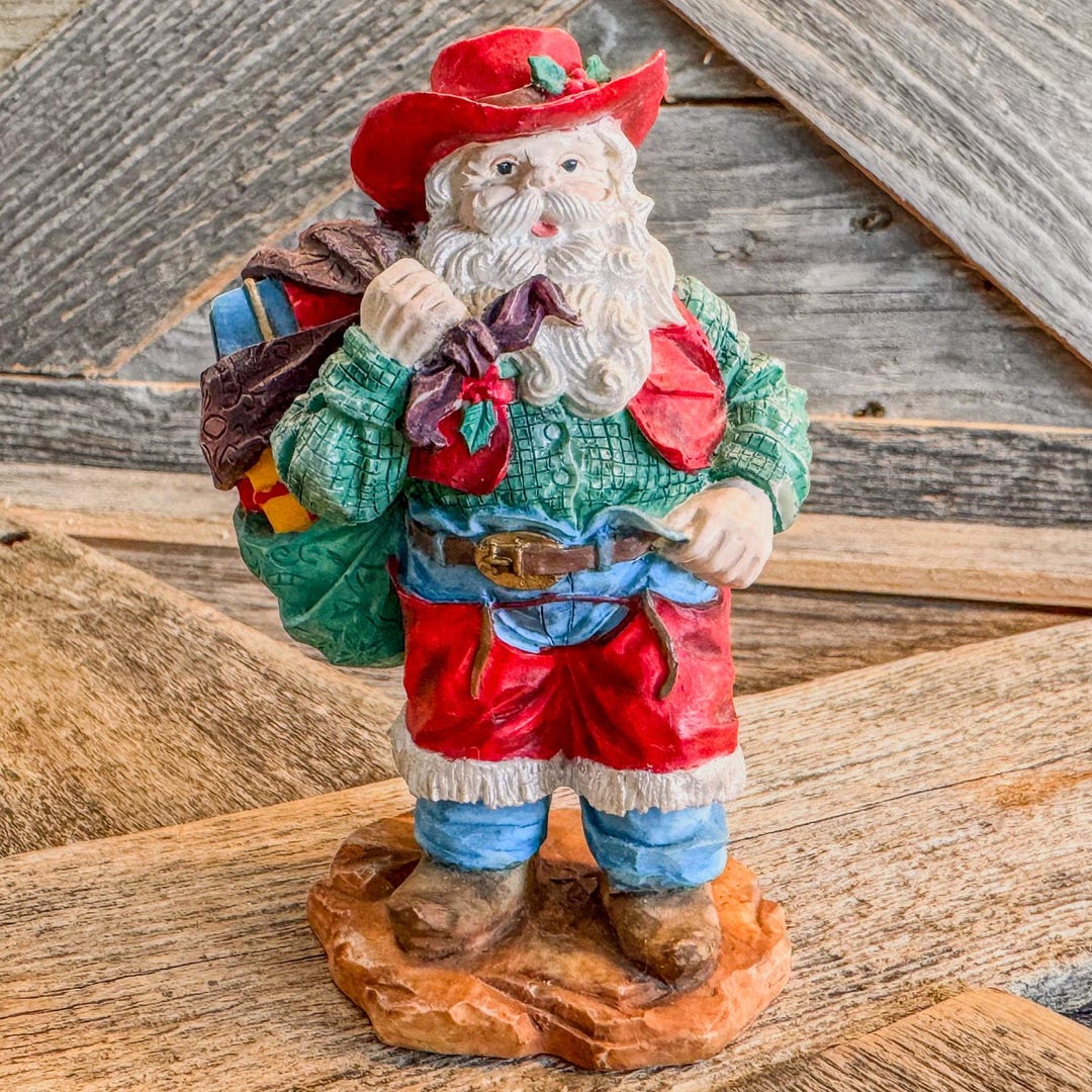 1995 Wild West Santa, Bandana Santa, by Ganz, 4” Tall, Rustic Santa ...