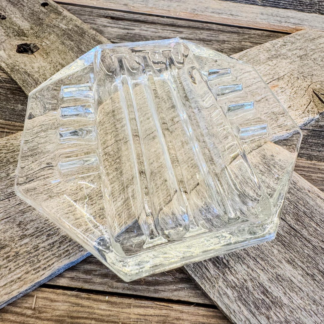 Vintage 1930’s Art Deco Heavy Crystal Glass Octagon Ash Tray - Etsy