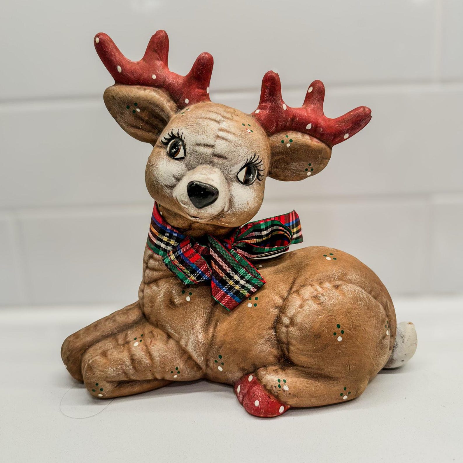 1980's Vintage Kimple Quilted Ceramic Mold Christmas Reindeer Figurines ...
