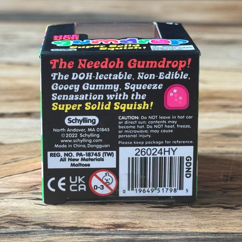 NIB Needoh Gumdrop Orange Schylling Squish super solide Squish Fidget ...