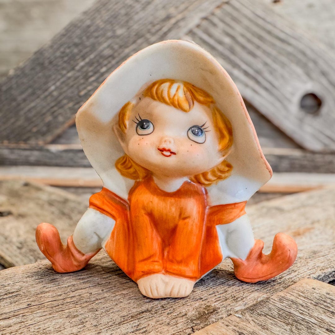 1970’s Vintage Ceramic Bisque Pixie Elf Figurine by Homco #5213 ...