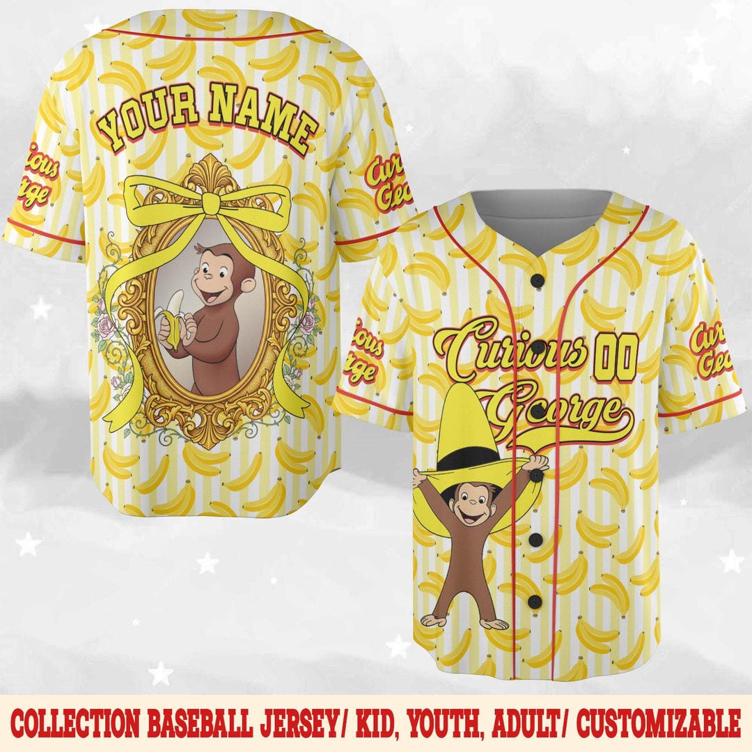 Custom Curious George Birthday Baseball Jersey, Curious George Baseball ...