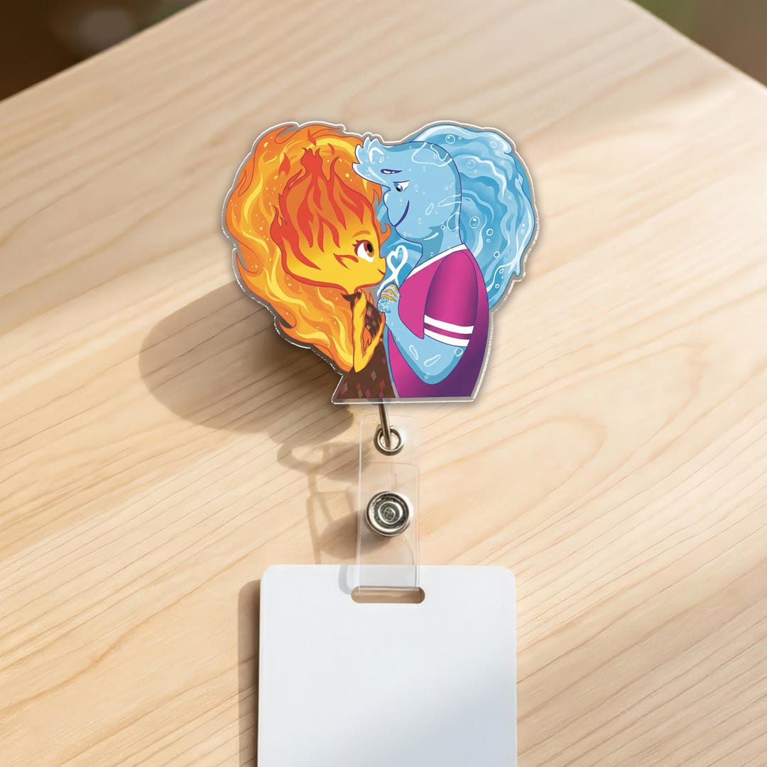 Disney Elemental Wade and Amber Badge Reel, Pixar Retractable ID Holder ...