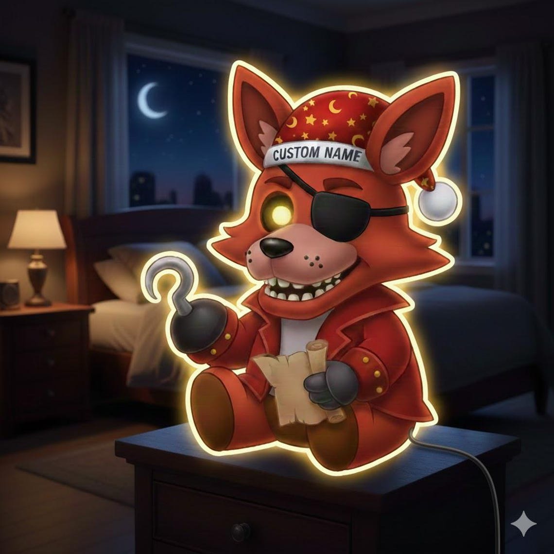 Foxy the Pirate Acrylic Light Box,fnaf Night Light,custom Name Lamp ...
