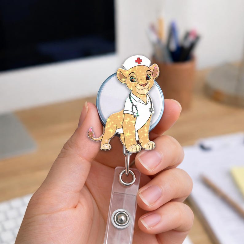 Lion King Badge Reel, Nala Retractable ID Holder, Disney Cartoon Nurse ...