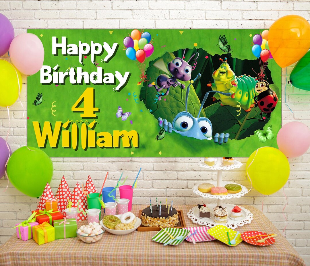 Personalized A Bug's Life Birthday Backdrop | Custom Name & Age Party ...