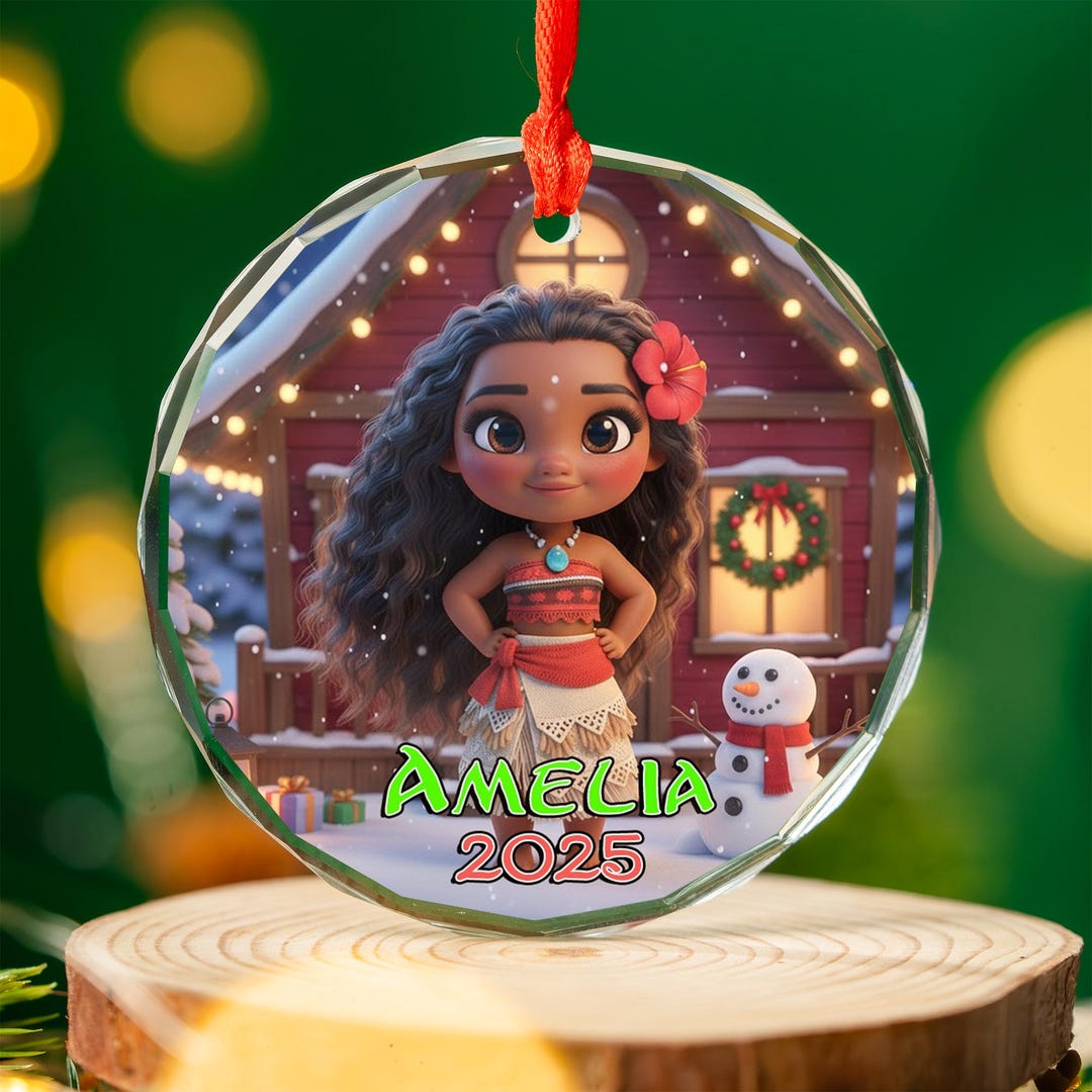 Custom Name Moana Ornament, Moana Cartoon Ceramic Glass Metal Ornament ...