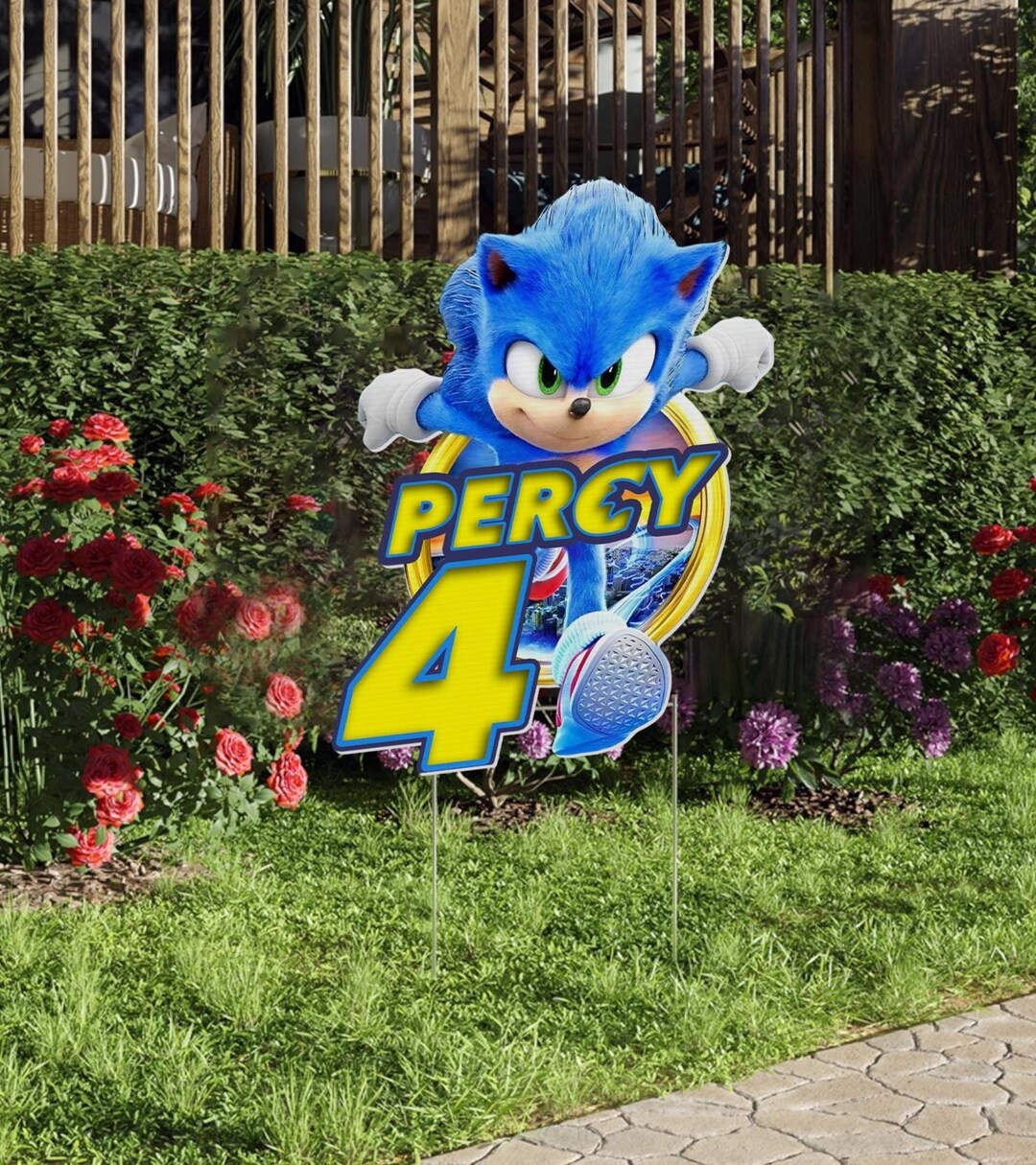 Sonic the Hedgehog Yard Sign Cut Out, Sonic Birthday Party Prop Decor ...