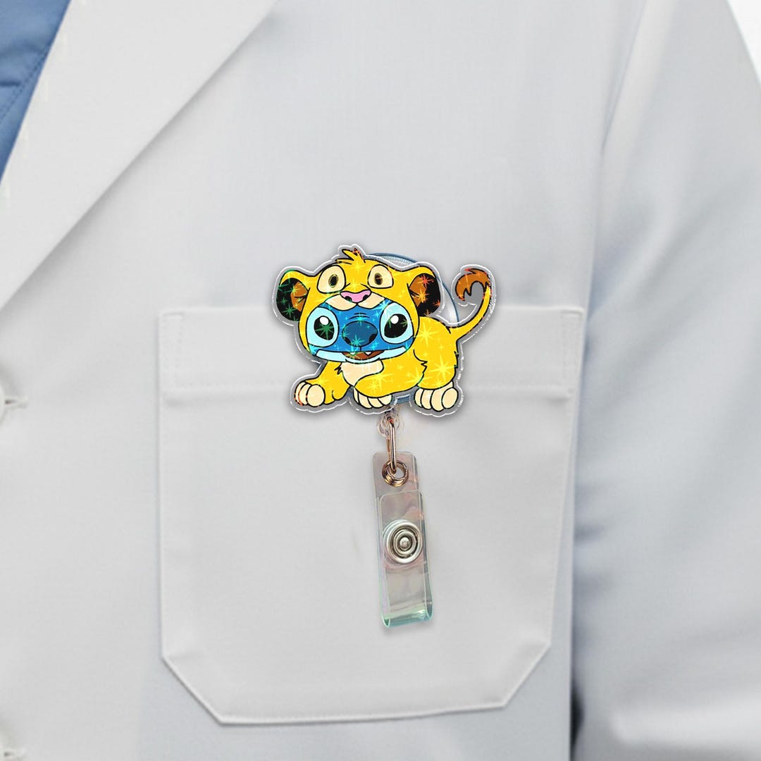 Stitch Nurse Badge Reel, Cute Cartoon Nurse Badge Holder, Funny Medical ...