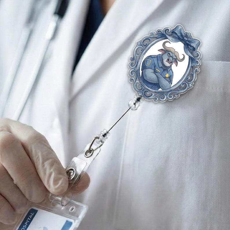 Zootopia Chief Bogo Badge Reel, Buffalo Police Officer Retractable ID ...