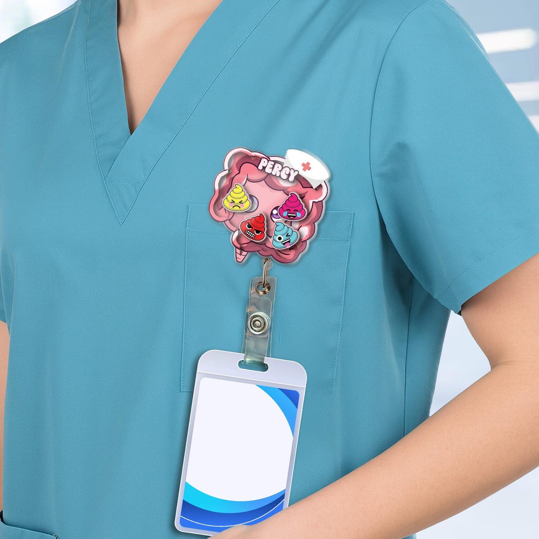 Cute Intestine Shaker Badge Reel, Funny GI Nurse ID Holder, Medical ...