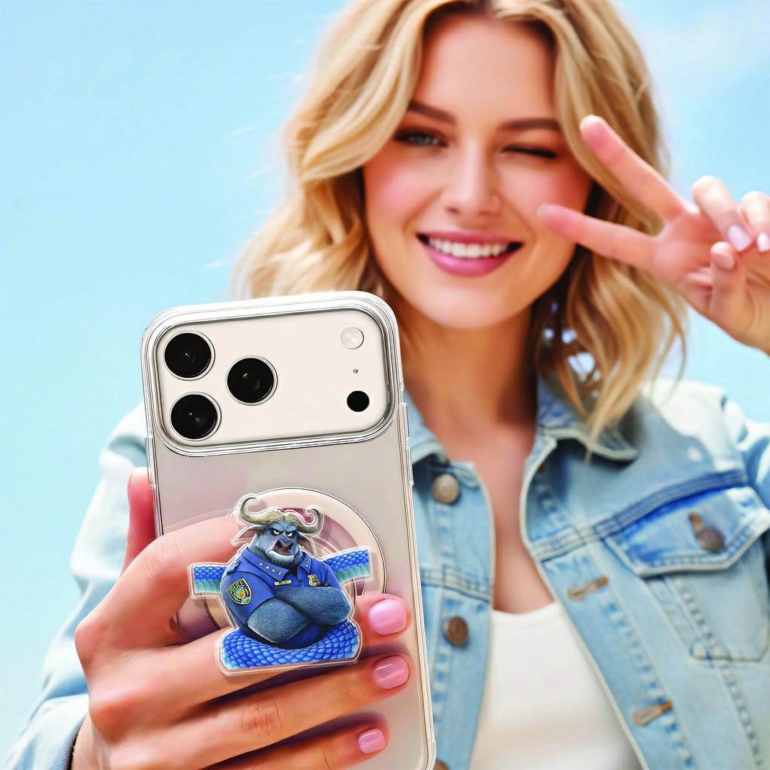 Chief Bogo Zootopia Phone Grip, ZPD Buffalo Magnetic Phone Holder ...
