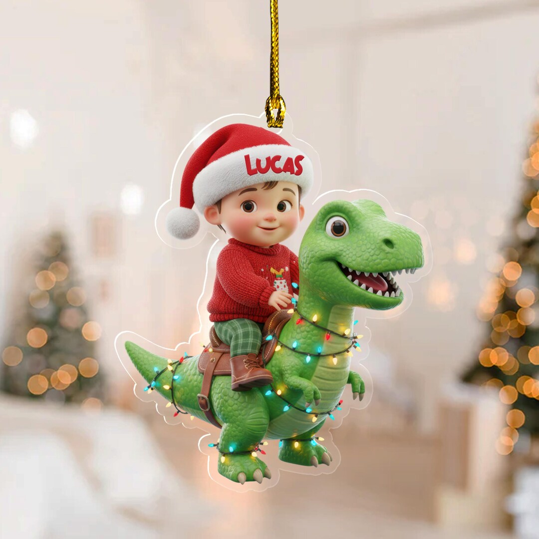 Personalized Baby Dinosaur Christmas Ornament, Baby's First Christmas ...