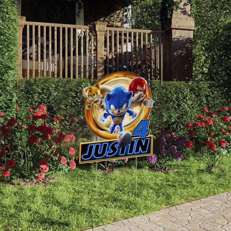 Custom Sonic Hedgehog Yard Sign Cutout, Sonic Tails Knuckles Amy Shadow ...