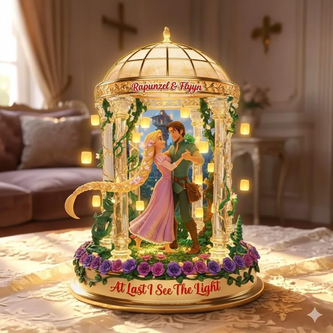 Tangled Acrylic Light Box, Rapunzel Valentine Couple Shaped Box ...