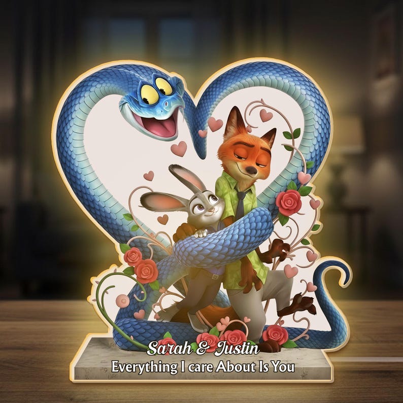 Nick and Judy Acrylic Light Box,zootopia Couple Night Light ...