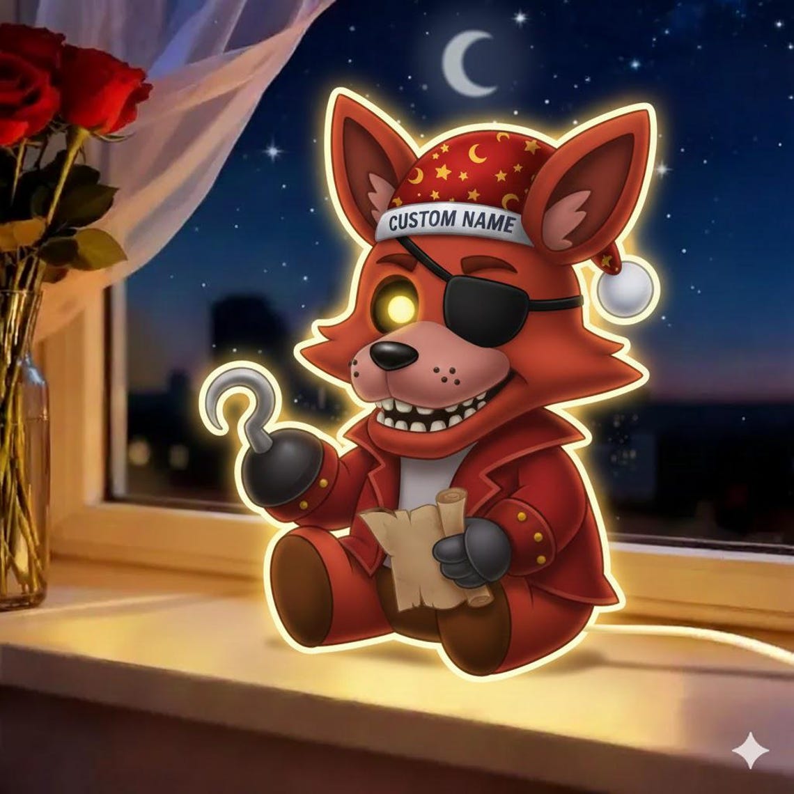 Foxy the Pirate Acrylic Light Box,fnaf Night Light,custom Name Lamp ...