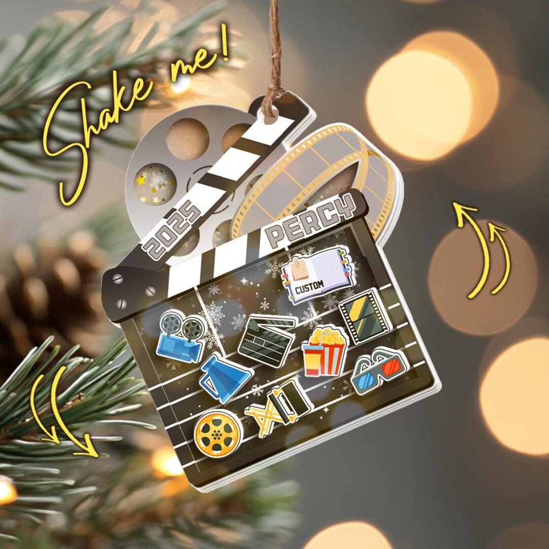 Movie Maker Clapperboard Shaker Ornament, Personalized Film Maker ...