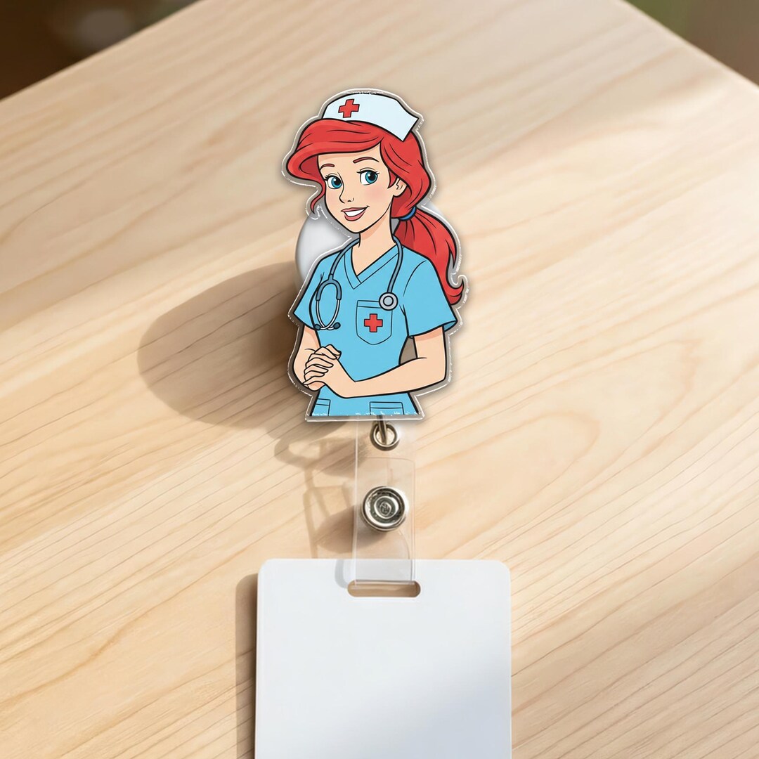 Ariel Little Mermaid Badge Reel, Cute Disney Princess Retractable ID ...