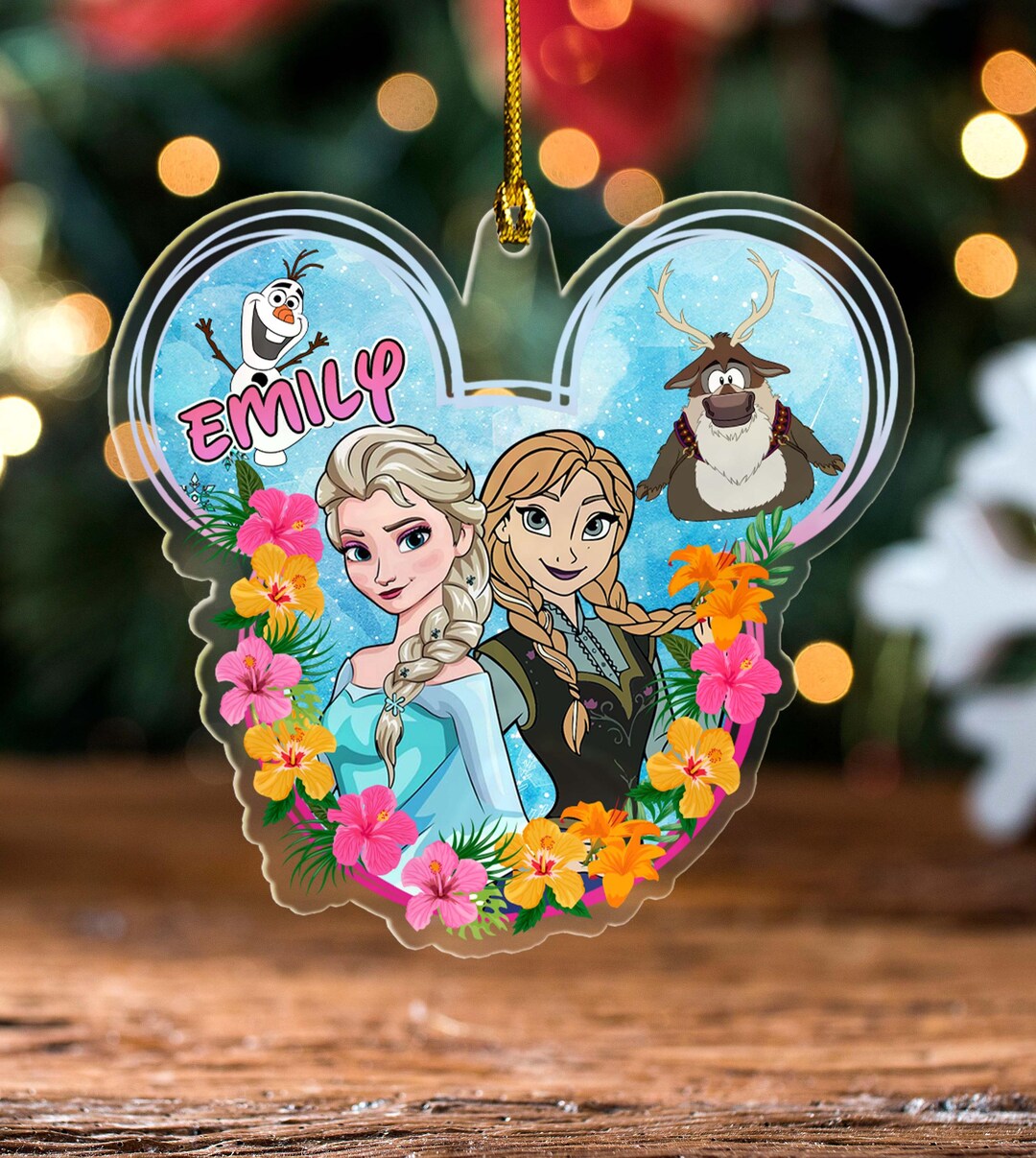 Custom Name Frozen Ornament, Elsa Anna Christmas Ornament, Princess ...