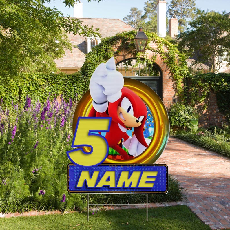 Knuckles the Hedgehog Yard Sign Cutout, Sonic Knuckles Birthday Party ...