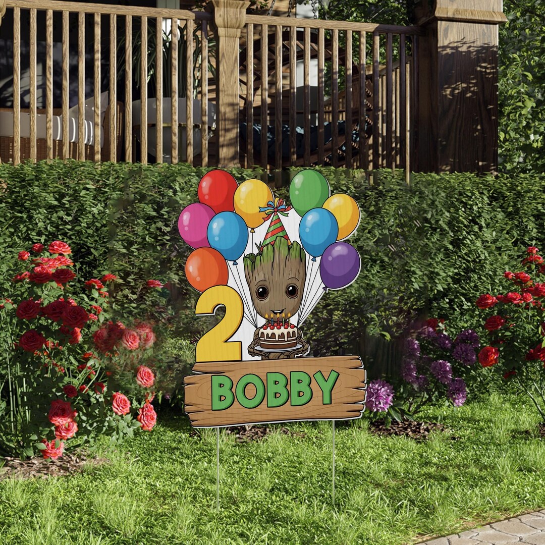Baby Groot Birthday Yard Sign Cut Out, Superhero Lawn Decoration, Groot ...