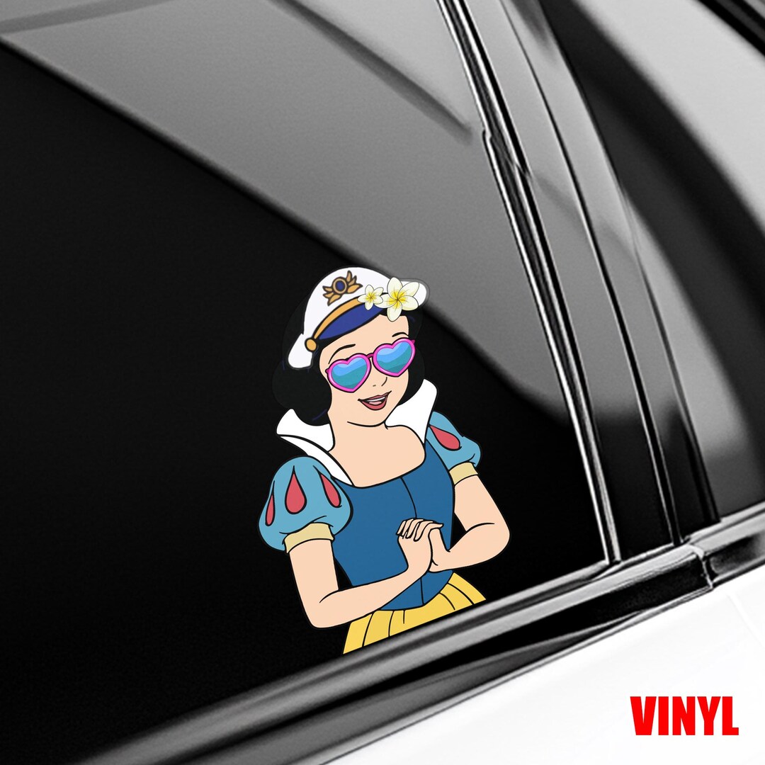Snow White Peeker Sticker,princess Peeking Car Window Vinyl Decal ...