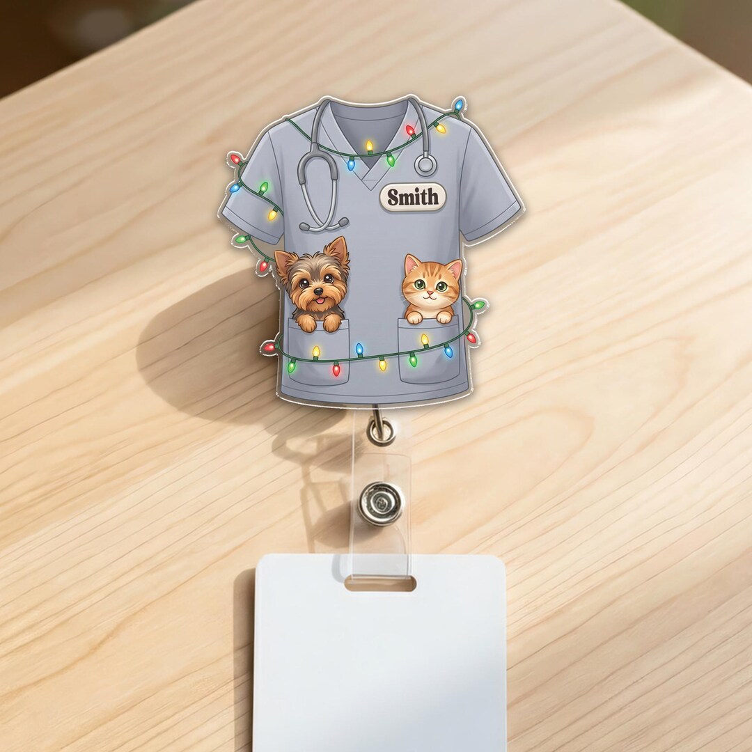 Custom Vet Badge Reel, Personalized Cat Dog Animal Doctor ID Holder ...