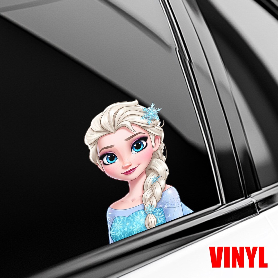 Frozen Elsa Peekaboo Sticker, Peeker Peeking Car Window Decal - Bumper ...