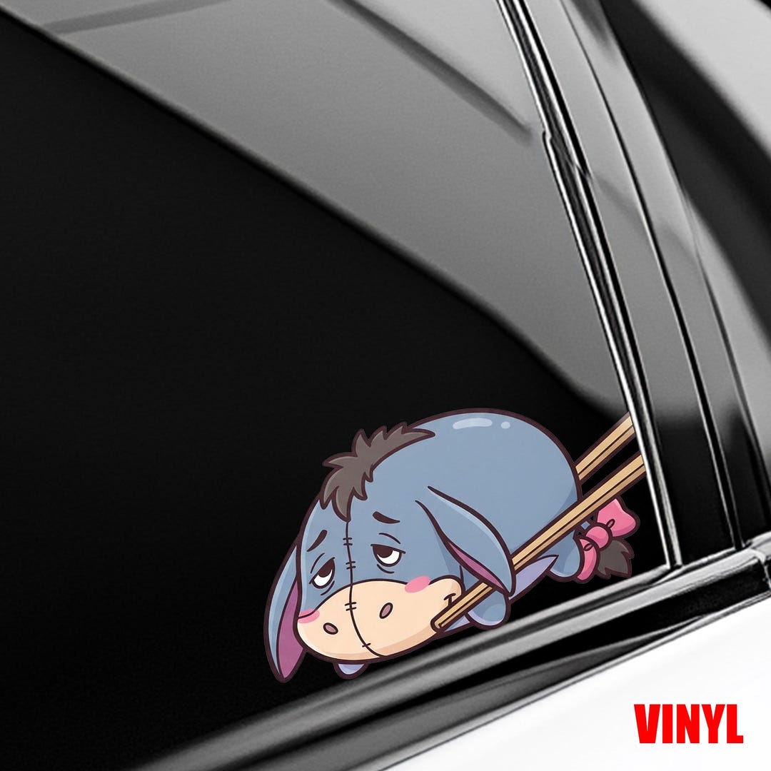 Eeyore Peeker Sticker, Cute Donkey Peeking Car Window Vinyl Decal, Sad ...
