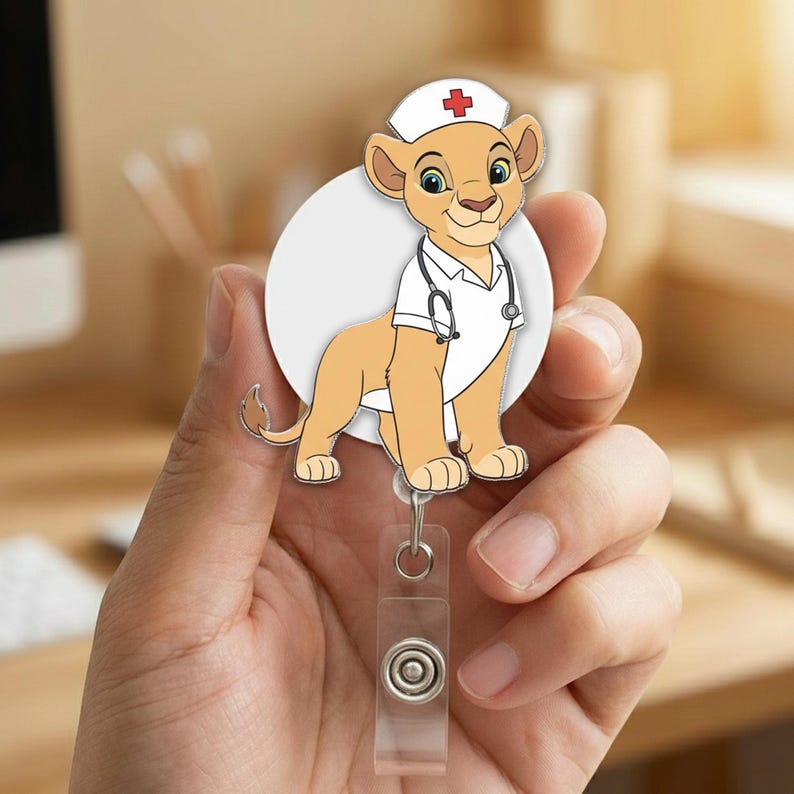Lion King Badge Reel, Nala Retractable ID Holder, Disney Cartoon Nurse ...