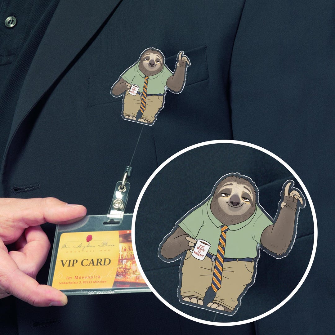 Funny Sloth Badge Reel, Zootopia Flash Office Worker ID Holder, Cute ...