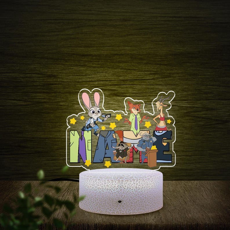 Zootopia Characters Night Light, Disney Trip Night Light, Bedroom ...