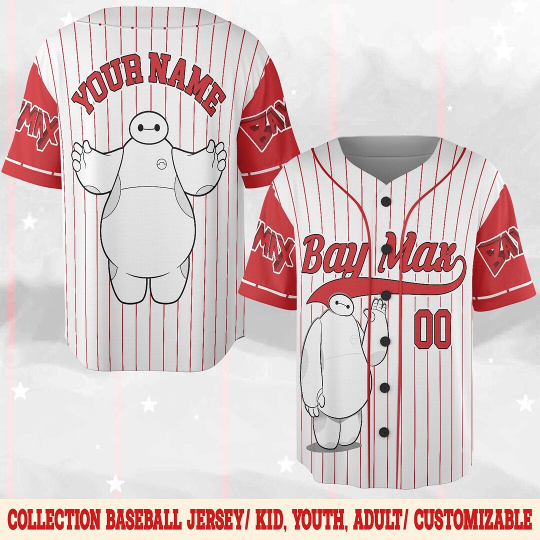 Custom Big Hero 6 Baymax Baseball Jersey, Cartoon Birthday Gift, Disney Movie Baseball Jersey ...