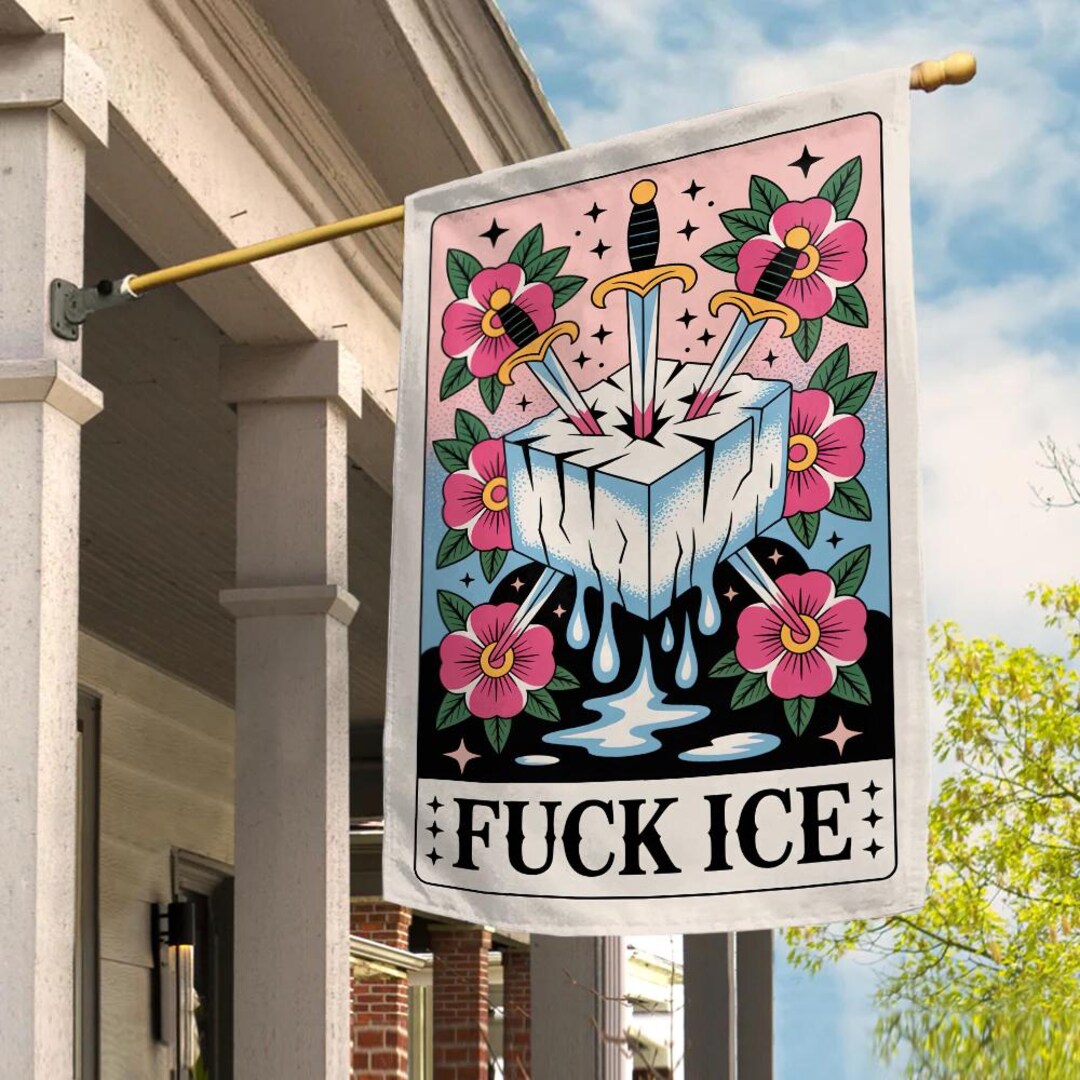 F*ck Ice Tarot Card Garden Flag, Anti MAGA Garden Sign, Democrat Garden ...
