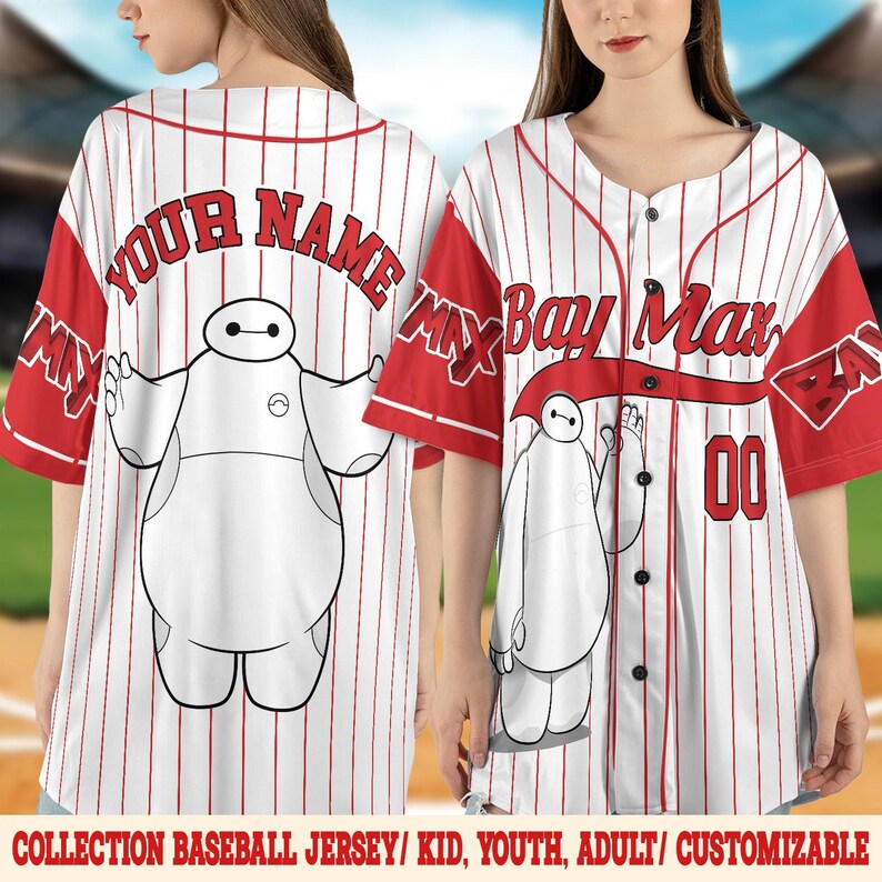 Custom Big Hero 6 Baymax Baseball Jersey, Cartoon Birthday Gift, Disney Movie Baseball Jersey ...
