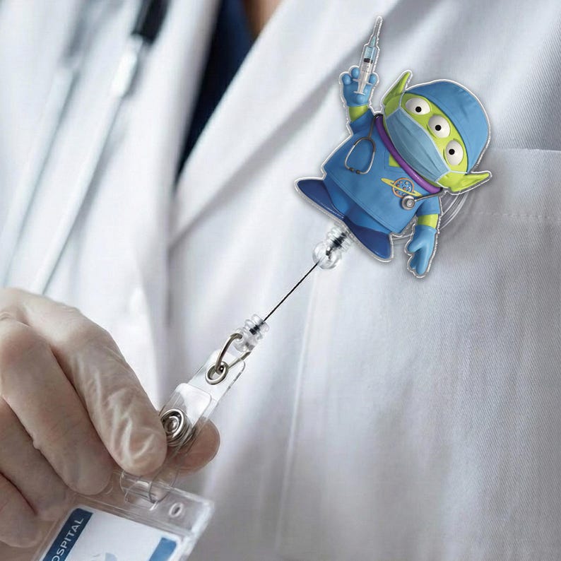 Little Green Aliens Badge Reel, Funny Disney ID Holder, Nurse Badge ...
