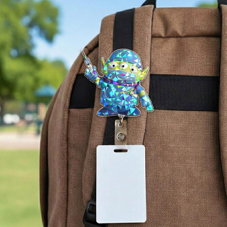 Little Green Aliens Badge Reel, Funny Disney ID Holder, Nurse Badge ...